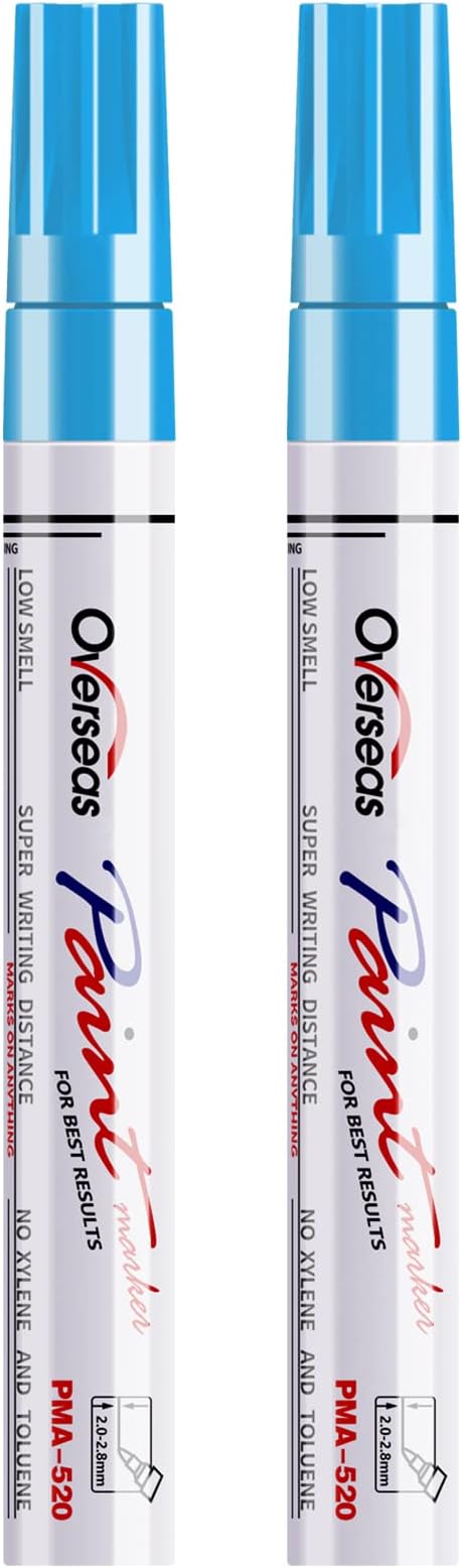 Amazon.com: Overseas Permanent Paint Pens Light Blue Markers - 2 Pack ...