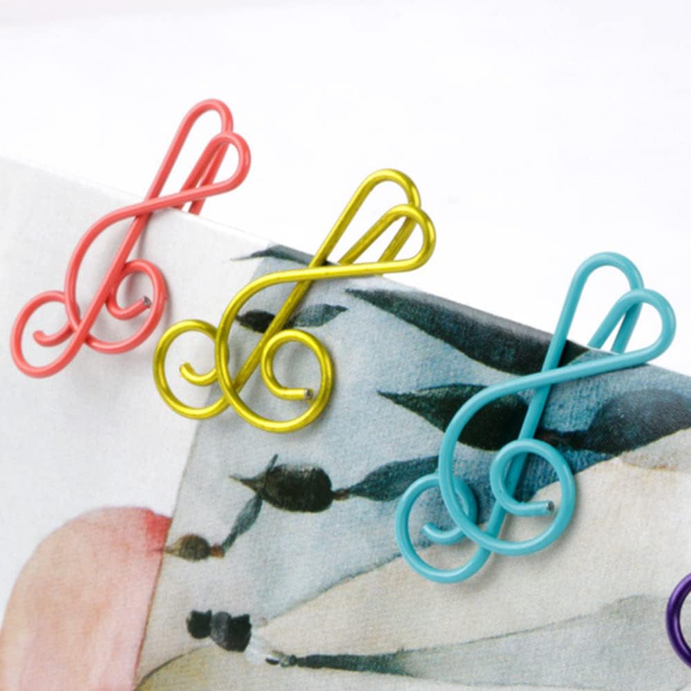 100 Pcs Coloured Paper Clips, Music Notation Music Note Plastic-Coated ...