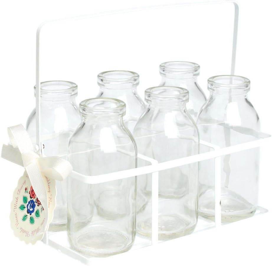 dotcomgiftshop Set Of 6 Mini School Milk Bottles In Crate : Amazon.co ...