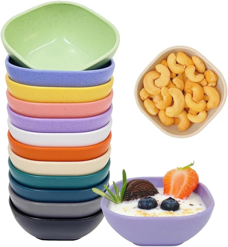 12PCS 4.5 OZ Small Dessert Bowls, Small Plastic Bowls,Unbreakable Wheat ...