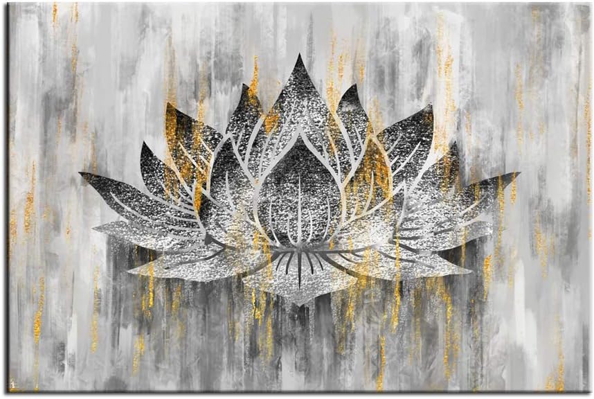 Amazon.com: LevvArts Lotus Flower Wall Decor Trendy Silver Golden ...
