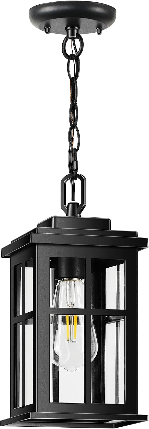 OPAXIS Dusk to Dawn Outdoor Hanging Lights, 14.5 inch Large Black ...