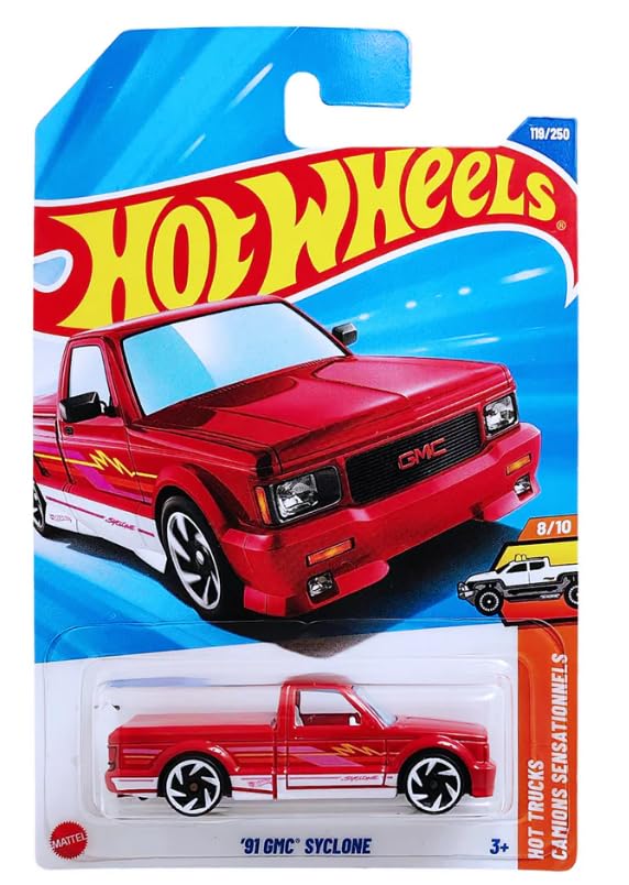 Hot Wheels '91 GMC Syclone [Red] Hot Trucks 8/10, 119/250, 1:64 Scale ...