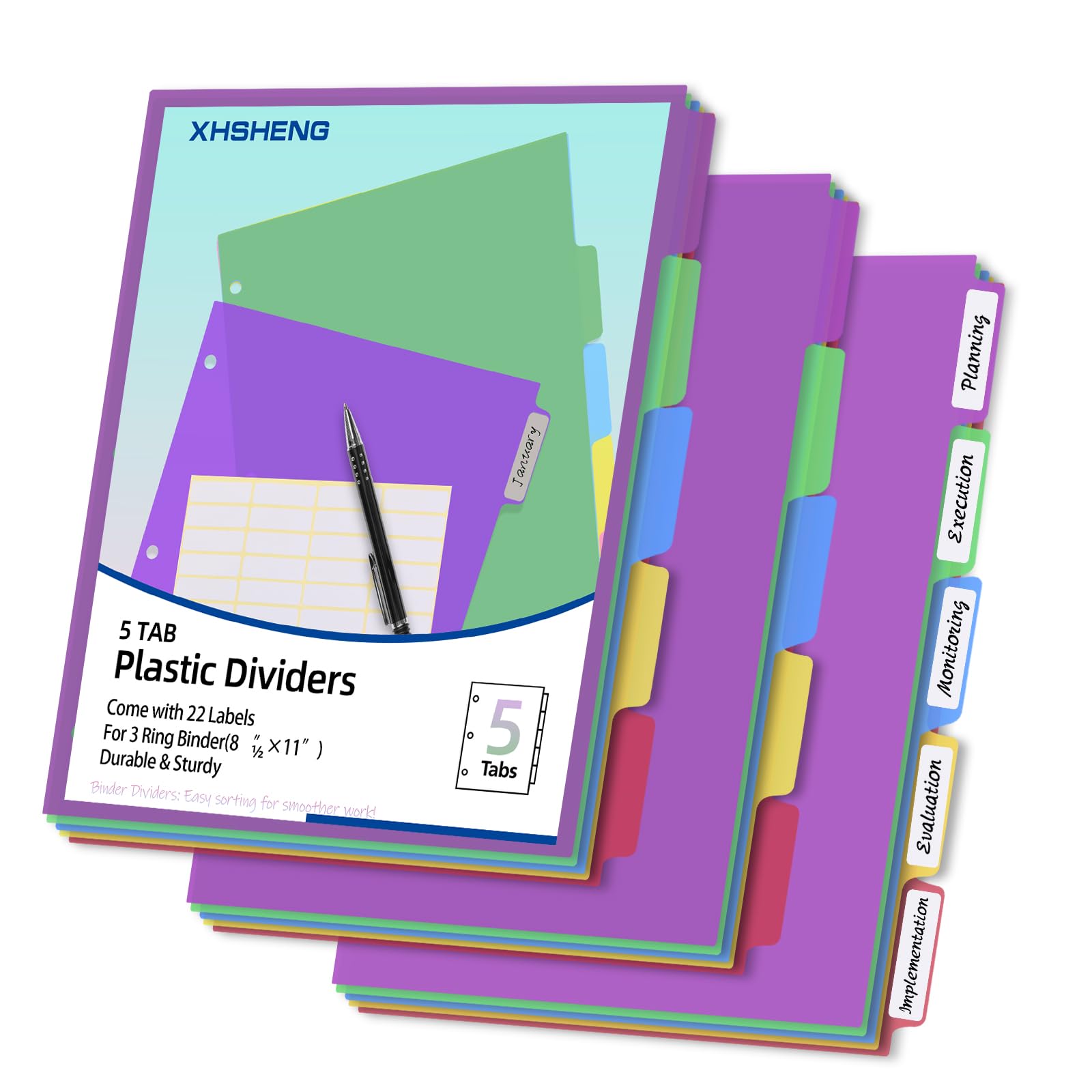 Amazon.com : 3 Set Dividers for 3 Ring Binders,5 TAB Binder Dividers ...