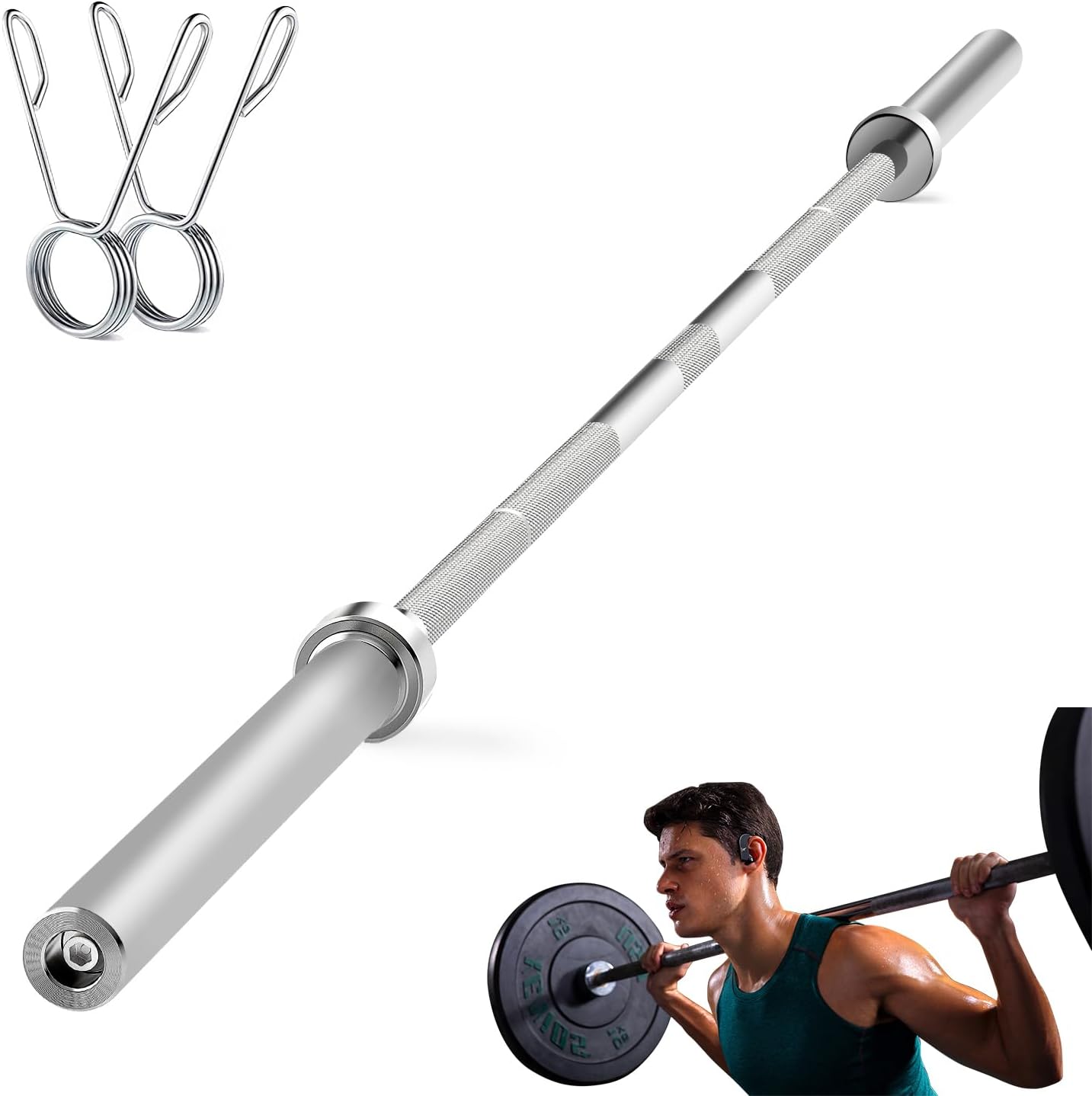 Amazon.com : 7ft Olympic Barbell Bars for Weightlifting and Power ...