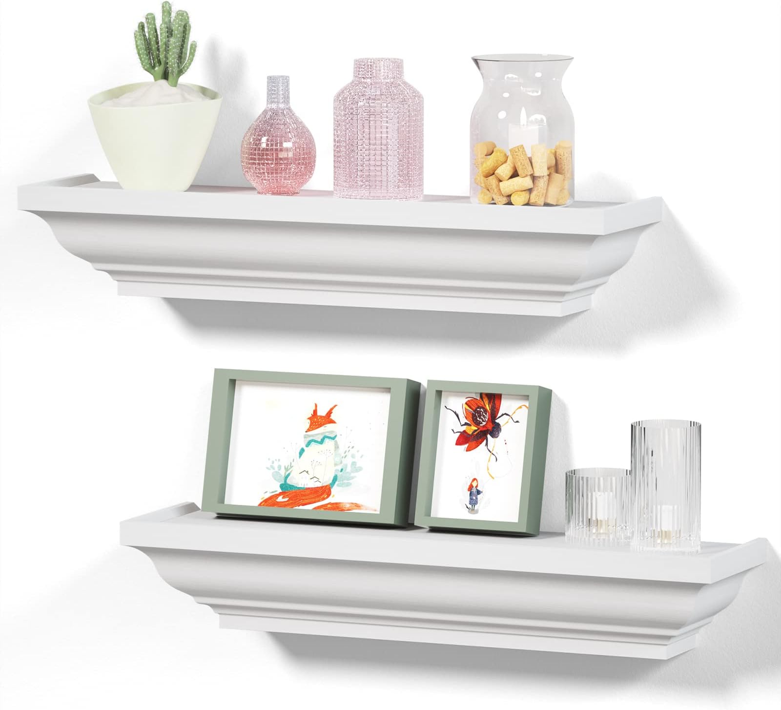 Amazon.com: Yosoo White Wooden Chic Filigree Decorative Floating Wall ...