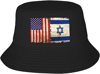 USA America Israel Flag Bucket Hats Double-Woven for Women Men Adult ...