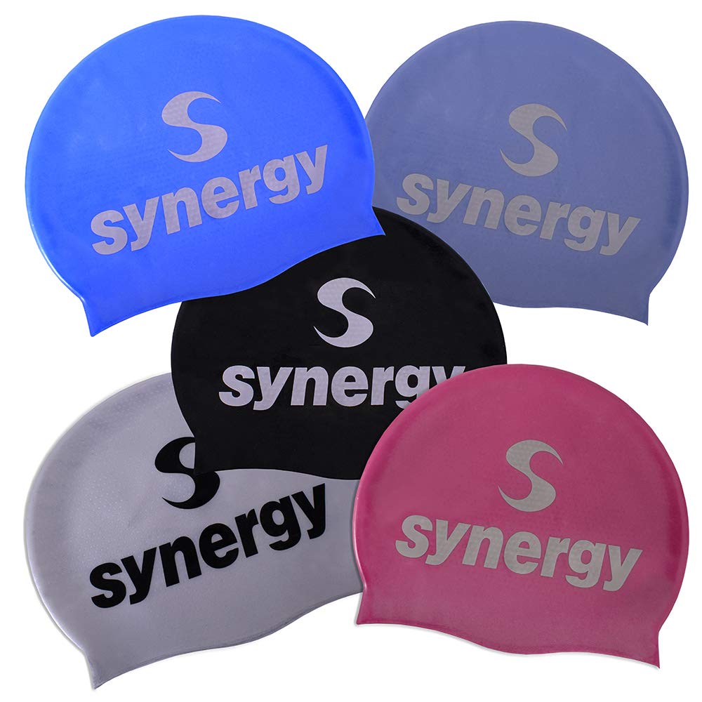 Snapklik.com : Synergy Silicone Swim Caps 3-Pack