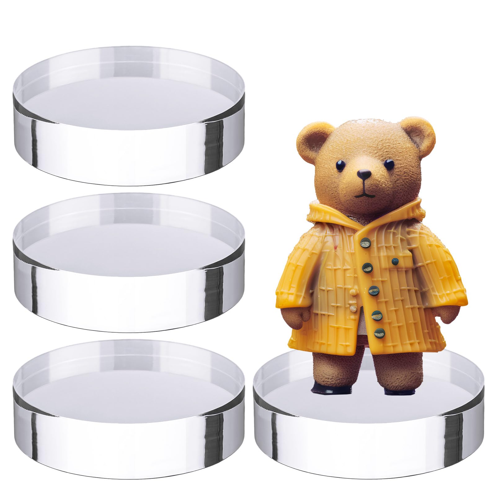 Buy Barydat 4 Pack Acrylic Blocks for Display Clear Pedestal Stand Edge ...