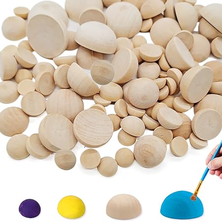 Amazon.com : Syuebt Half Wooden Beads for Crafts, 300 Pieces Unfinished ...