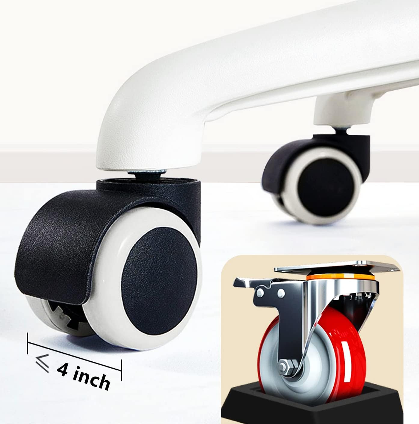 4 Pack Heavy-Duty TPU Wheel Stoppers for Rolling Furniture – Non-Slip ...