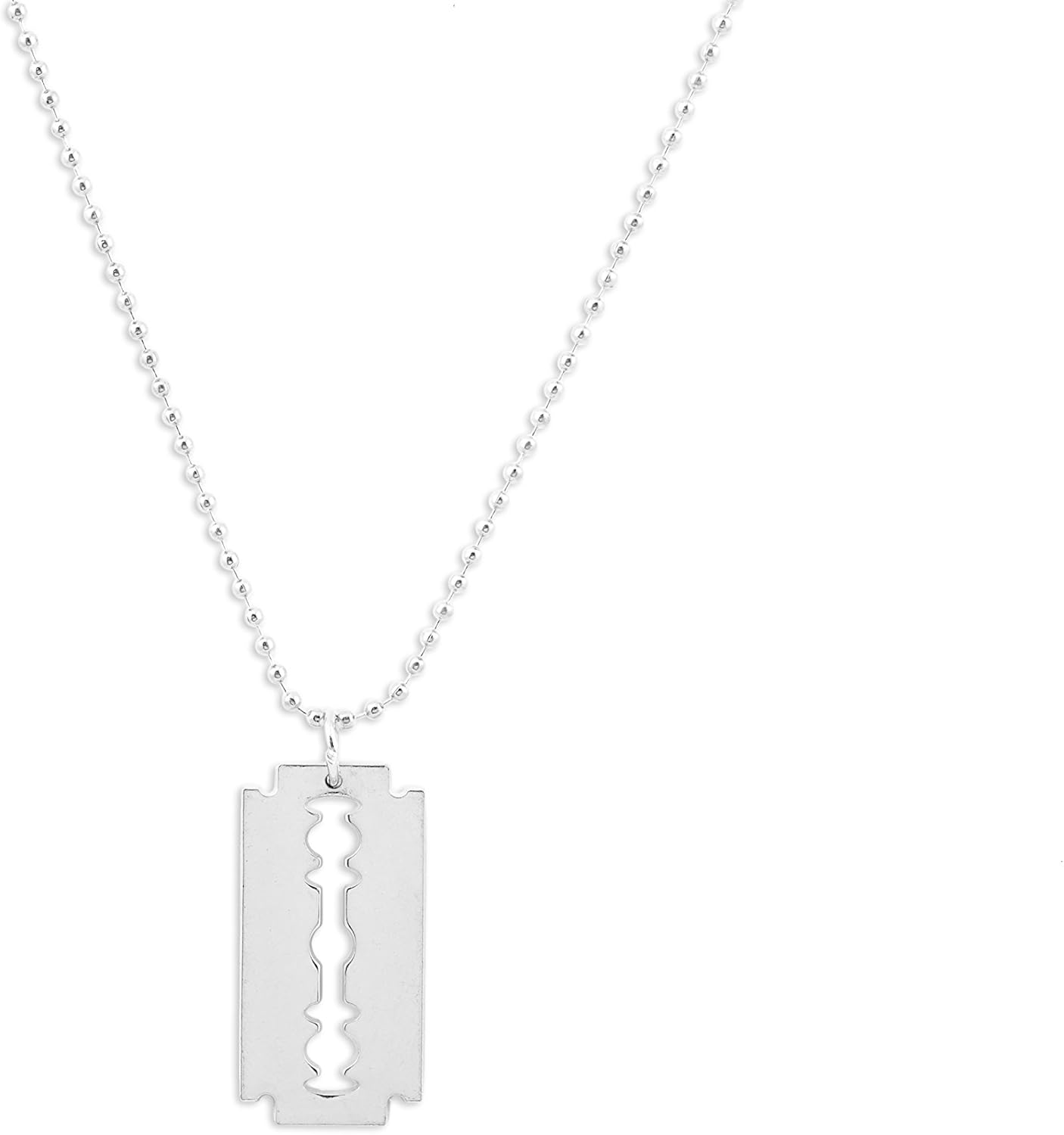MD® Barber Razor Blade Necklace with Ball Chain & Key Ring (Silver ...