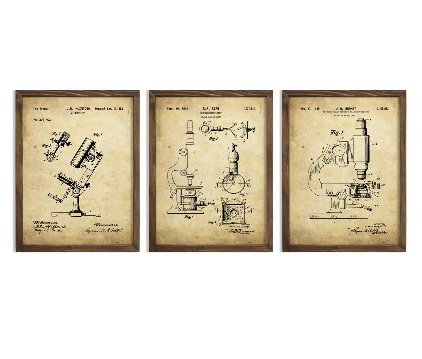 Amazon.com: Microscope Patent Print Set Scientist Wall Art Medical ...