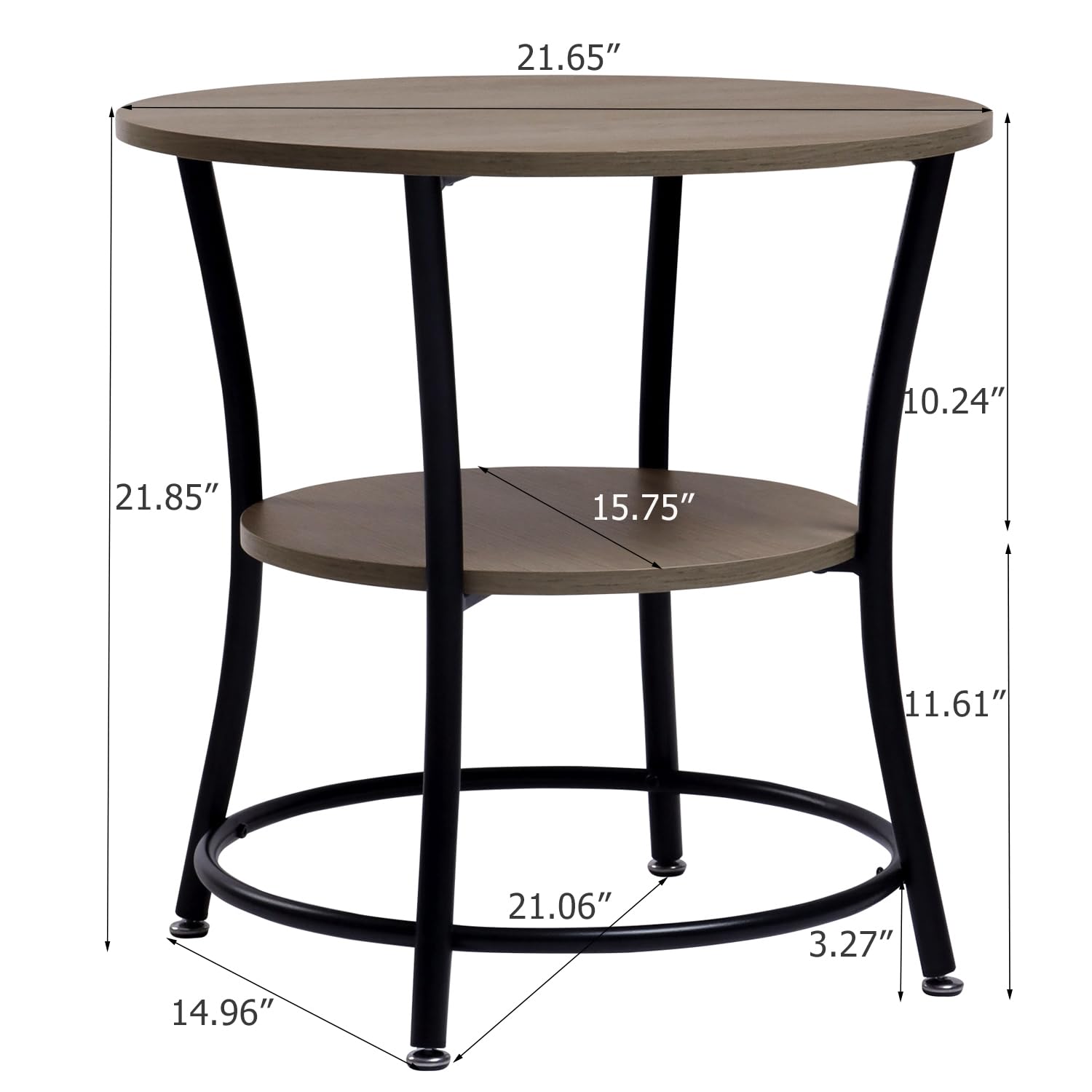 Snapklik.com : 2-Tier Round Sofa Side Table, 21.65 Inch End Table For ...