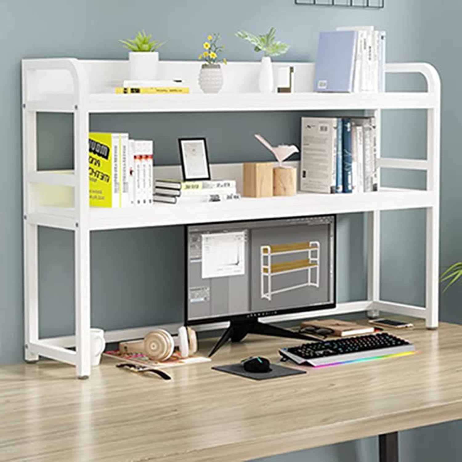 Amazon.com: Desktop Organizer Office Storage Rack - Desktop Display ...