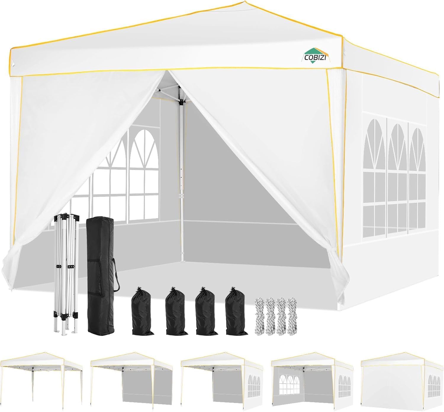 Amazon.com : COBIZI 10x10 Pop Up Canopy with 4 Sidewalls, Easy up ...