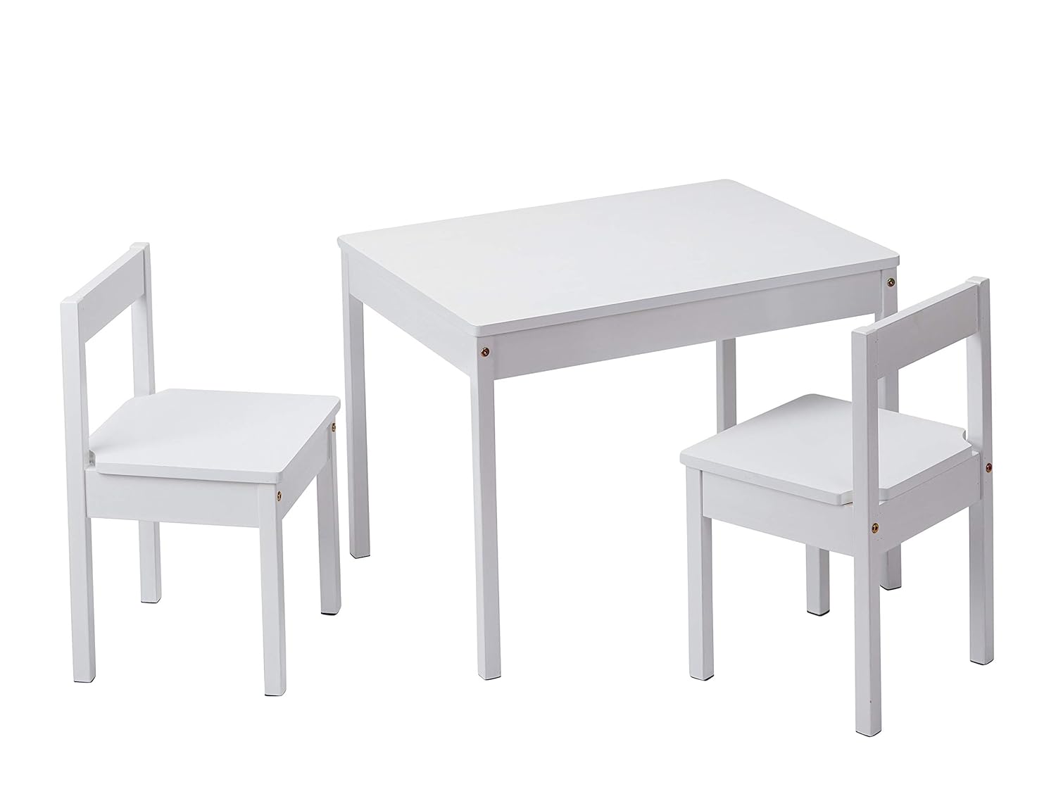 AmazonBasics Solid Wood Kiddie Table Set with Two Chairs, White ...