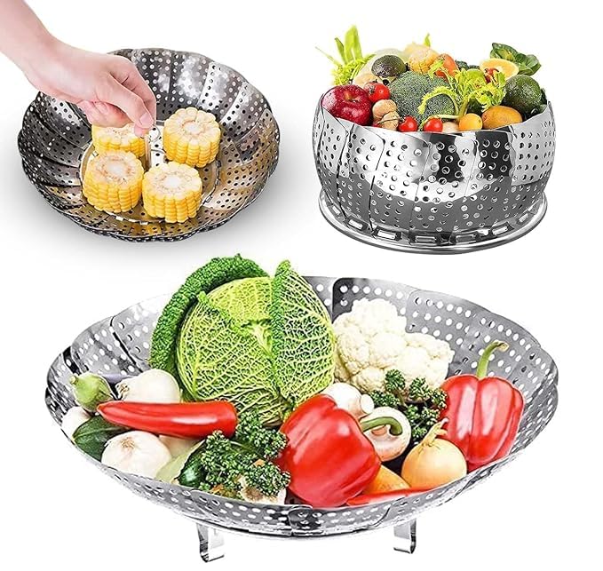DOZERA Folding Vegetable Steamer Basket Stainless steel Folding ...