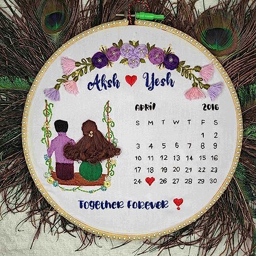 Personalized Couple Swing with Calendar Embroidery Hoop | Unique ...