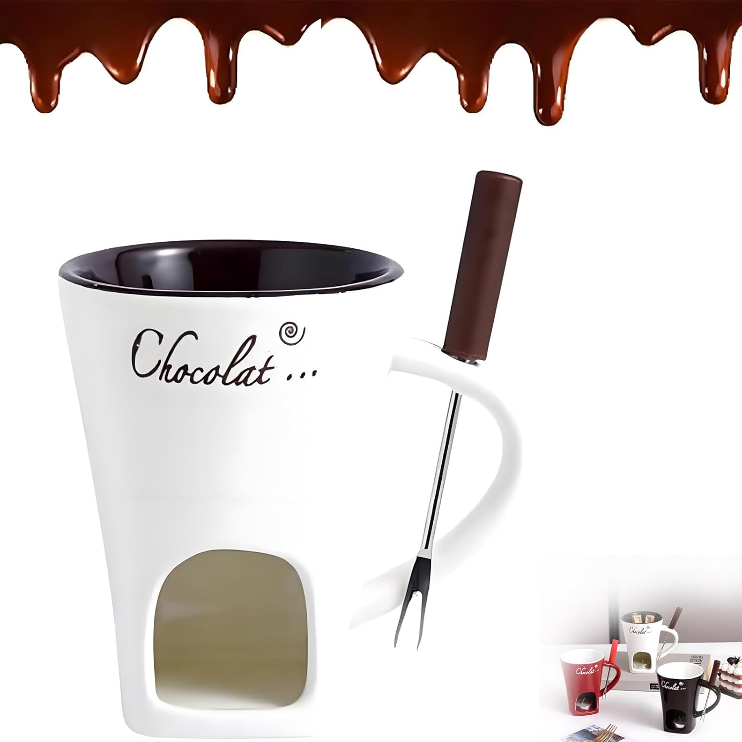 Amazon.com: Fondue Mugs Set, Chocolate Fondue Mug, Chocolate Fondue Cup ...