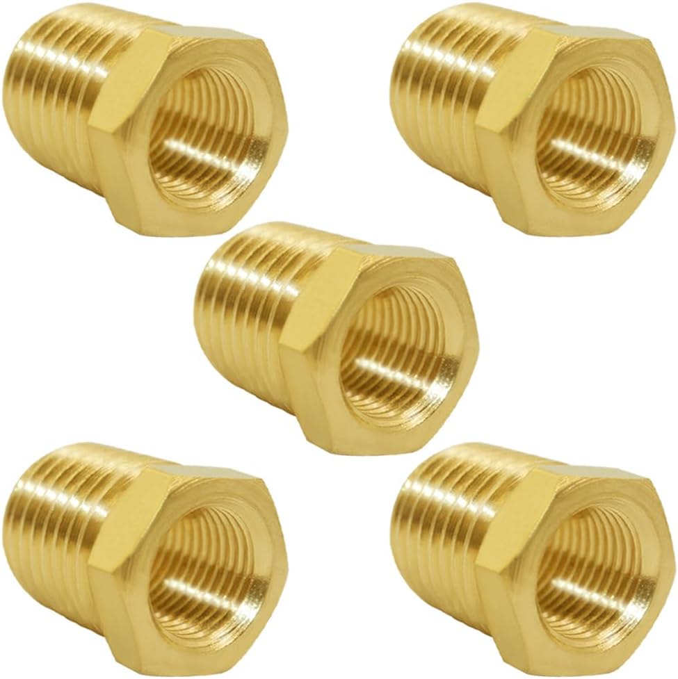 Amazon.com: YOUHO 3/8 to 1/4 reducer Brass Threaded Pipe Fitting 3/8 ...
