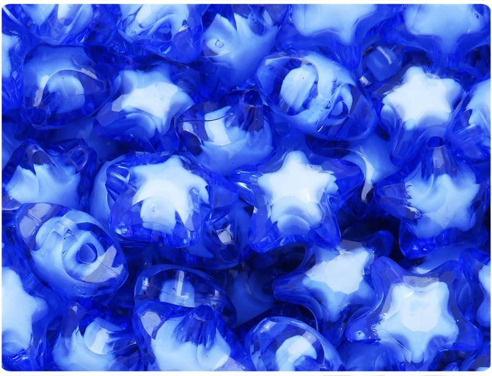 Amazon.com: BeadTin Transparent 20mm Star Plastic Beads - White Core ...