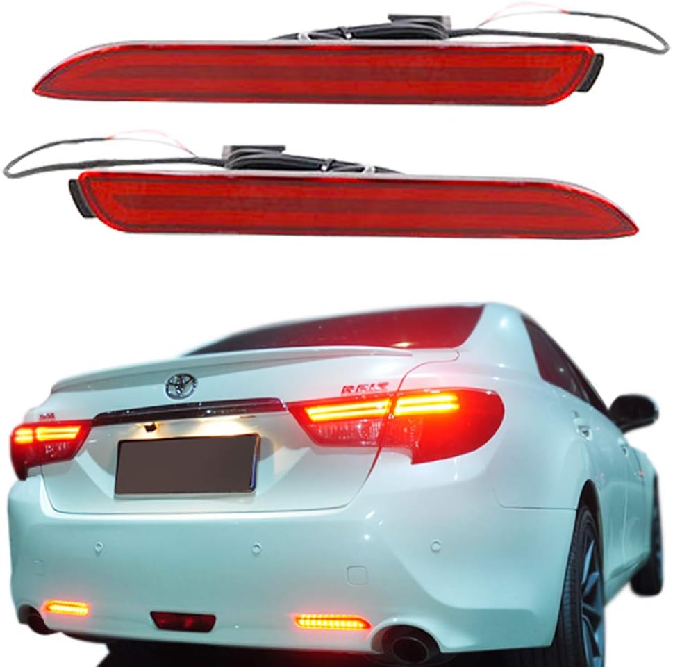 GTINTHEBOX 3D Optic Red LED Rear Bumper Reflectors Brake Tail Lights ...