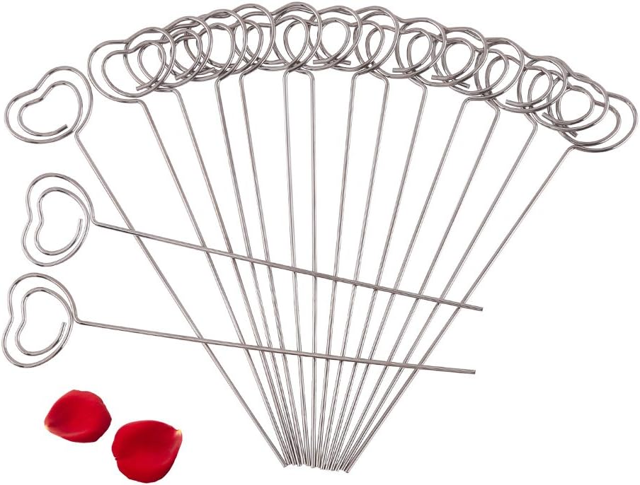 Amazon.com: popokk 40 Pieces Metal Wire Floral Place Card Holder,Round ...