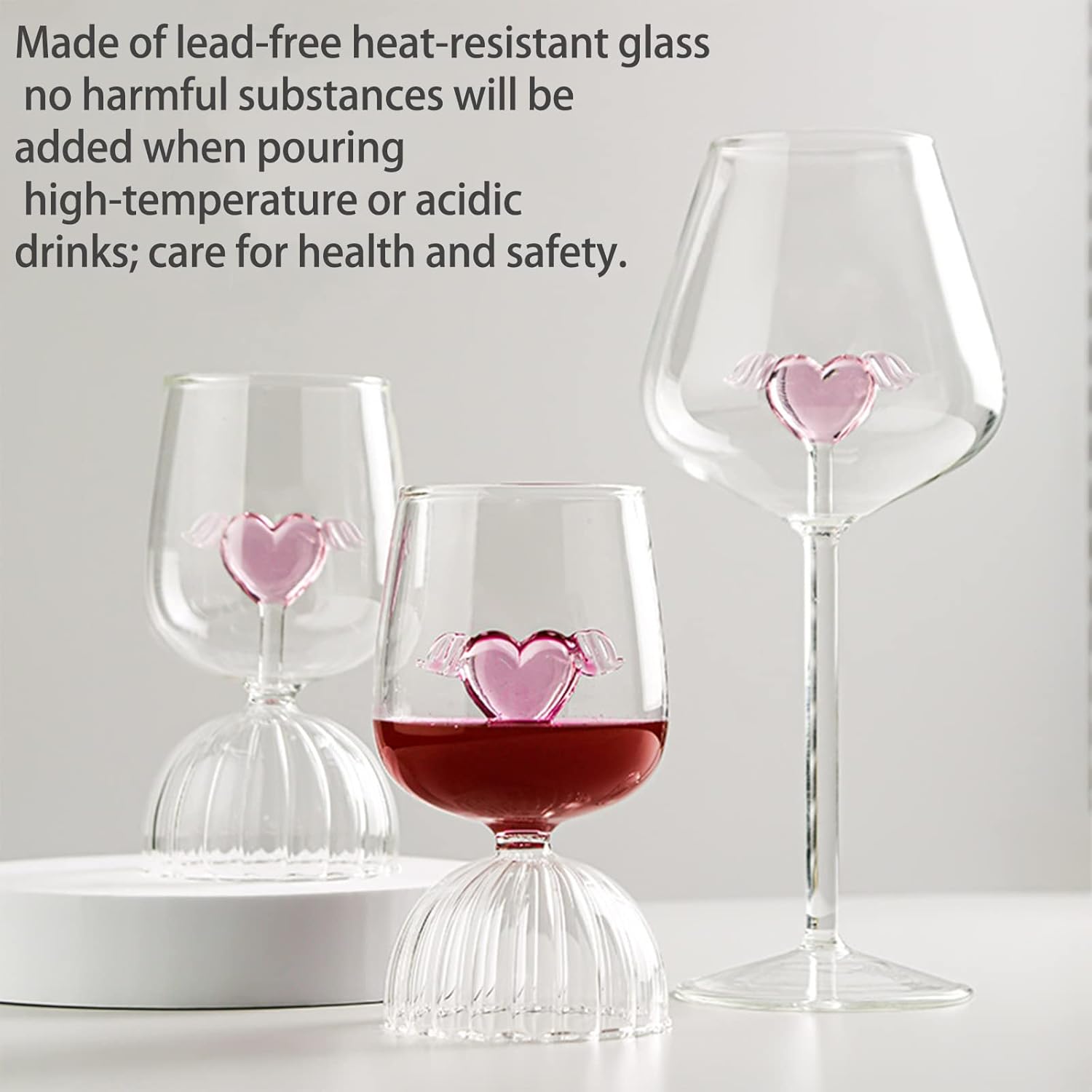 Pink Love – Copa de vino tinto de cristal, copas de vino románticas en ...