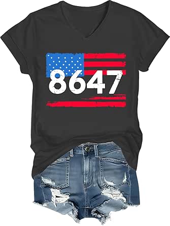 Amazon.com: 8647 Shirt, 8647 USA Flag V Neck T-Shirt, Unisex : Clothing ...