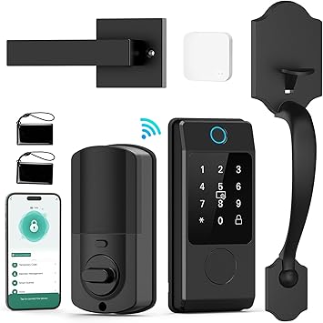 Miuedo WiFi Front Door Lock Set - Keyless Entry Smart Lock Handle Set ...
