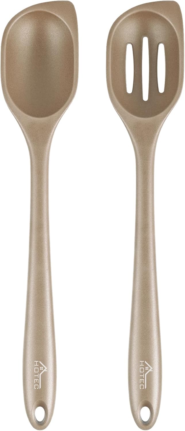 Amazon.com: HOTEC Heat Resistant Silicone Cooking Spoon Spatula, Large ...