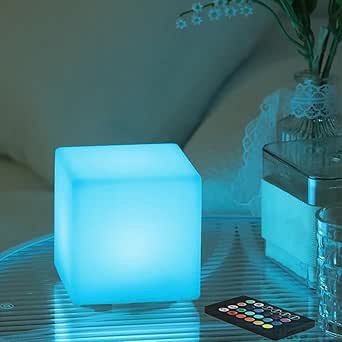 4-In LED Cube Night Light, Cordless LED Light Cubes for Kids, RGB Color ...