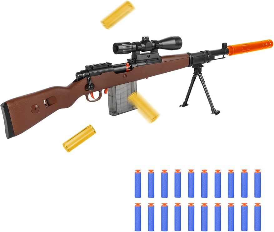 Amazon.com: Toy Rifle Sniper with Shell Ejecting and Detachable Scope ...