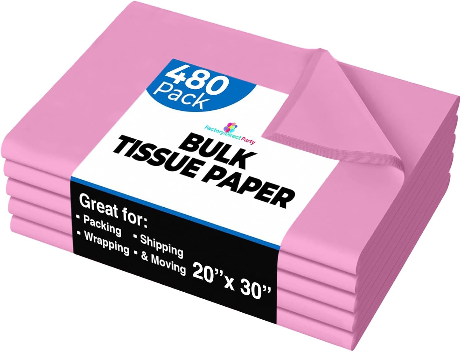 Amazon.com: 480 Sheets Bulk Pink Tissue Paper - 20" x 30" Packing Paper ...