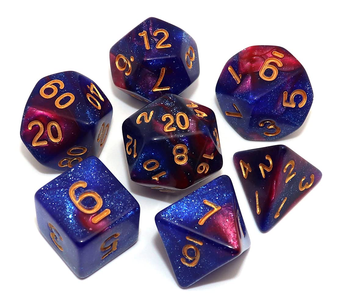 Snapklik.com : Blue Mix Red DND Glitter Dice Set For Dungeon And ...
