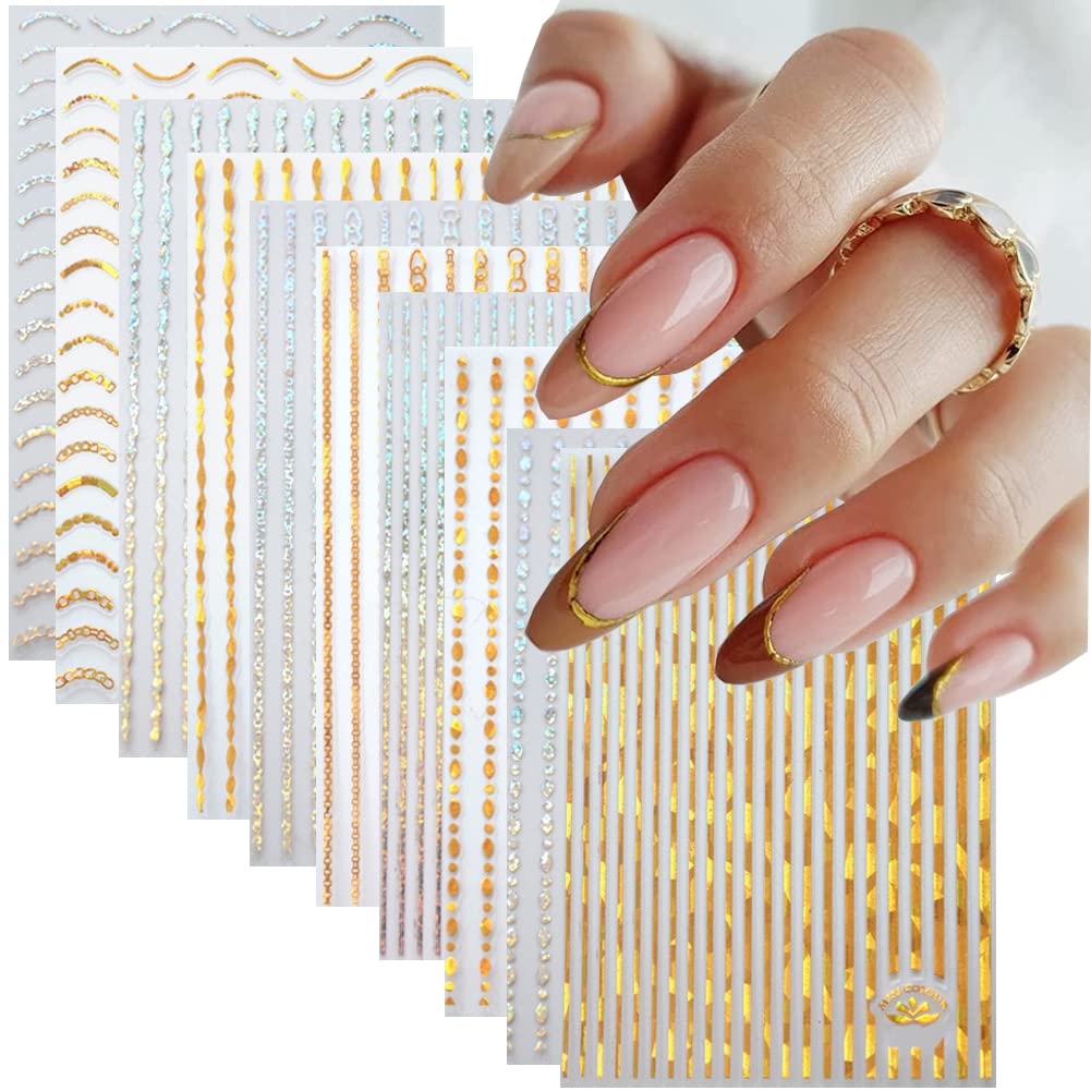 Metallic Gold Nail Polish Stickers