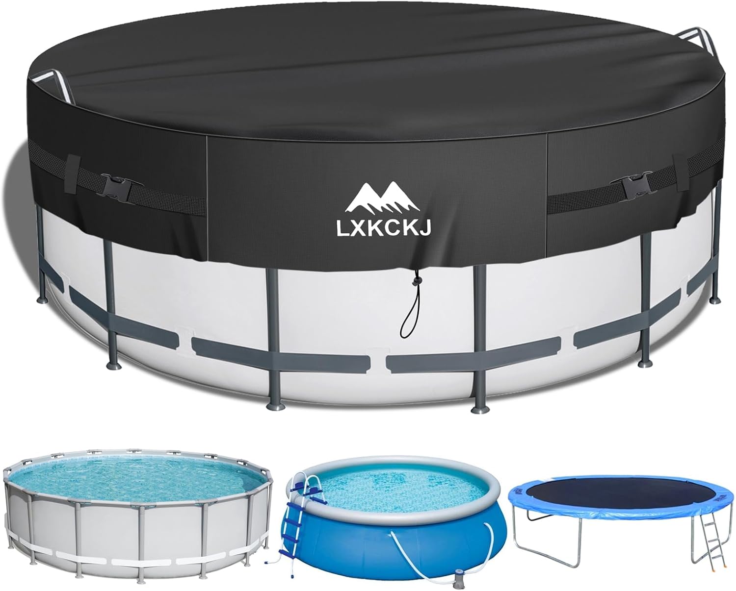 Amazon.com : LXKCKJ 15 FT Pool Cover with Above Ground Pool, Round ...