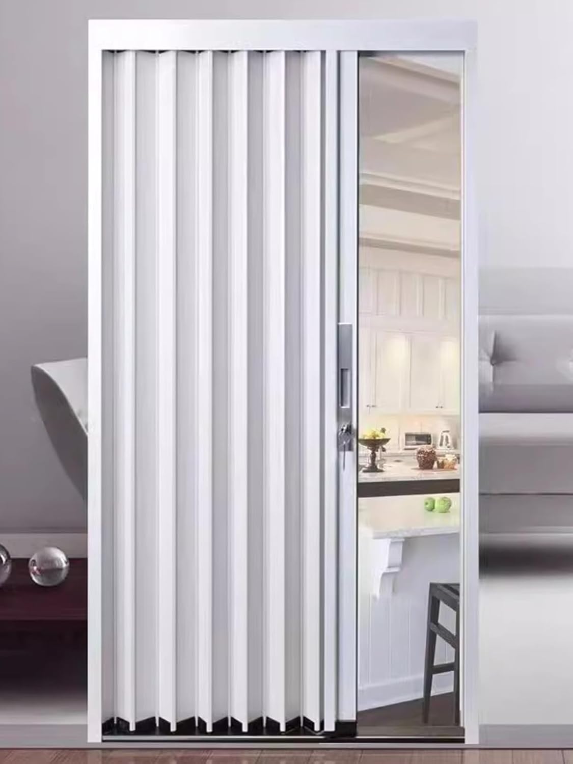 Telescopic PVC Partition Door, Kitchen Bathroom Concertina Accordion ...