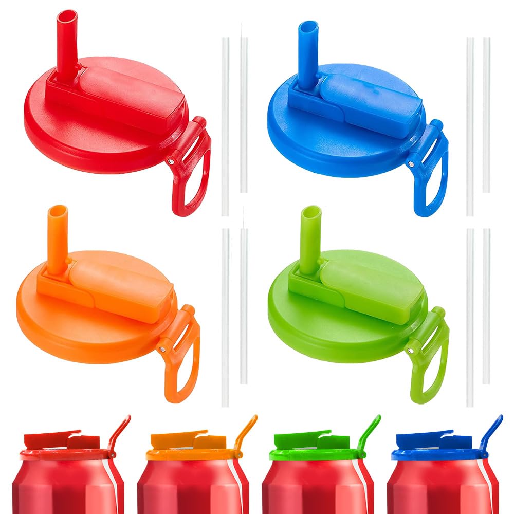 Pack of 4 lids for energy cans with straw, lids for cans with straw ...