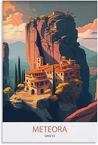 Amazon.com: Meteora Greece Vintage Travel Posters Sunset Wall Art ...