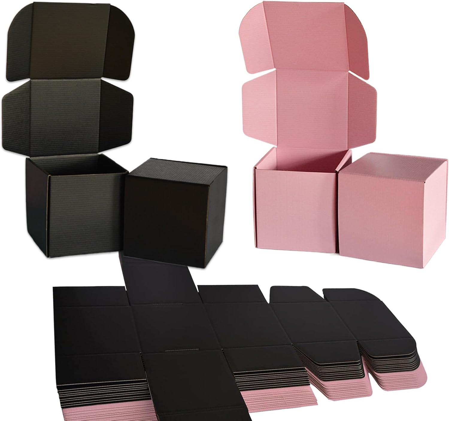 Amazon.com: Beelvtifl 6x6x6 Shipping Boxes 20 Packs(10black+10pink), Moving Boxes, Corrugated ...
