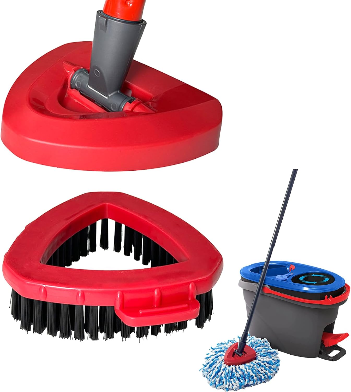 1 Rotating Mop Brush Head with Stiff Bristles & 1 Rotating Mop Base ...