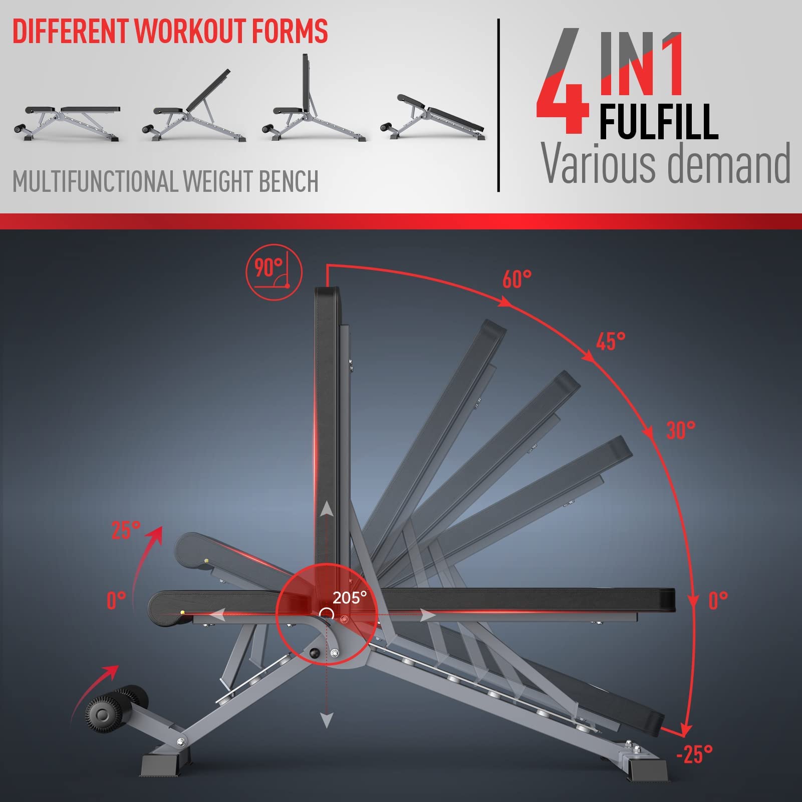 Snapklik.com : JOROTO MD60 Adjustable Weight Bench - 800 Pounds ...