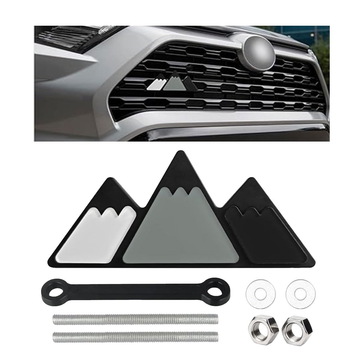 Snapklik.com : Car Tri-Color Grille Emblem, Auto Snow Mountain ...