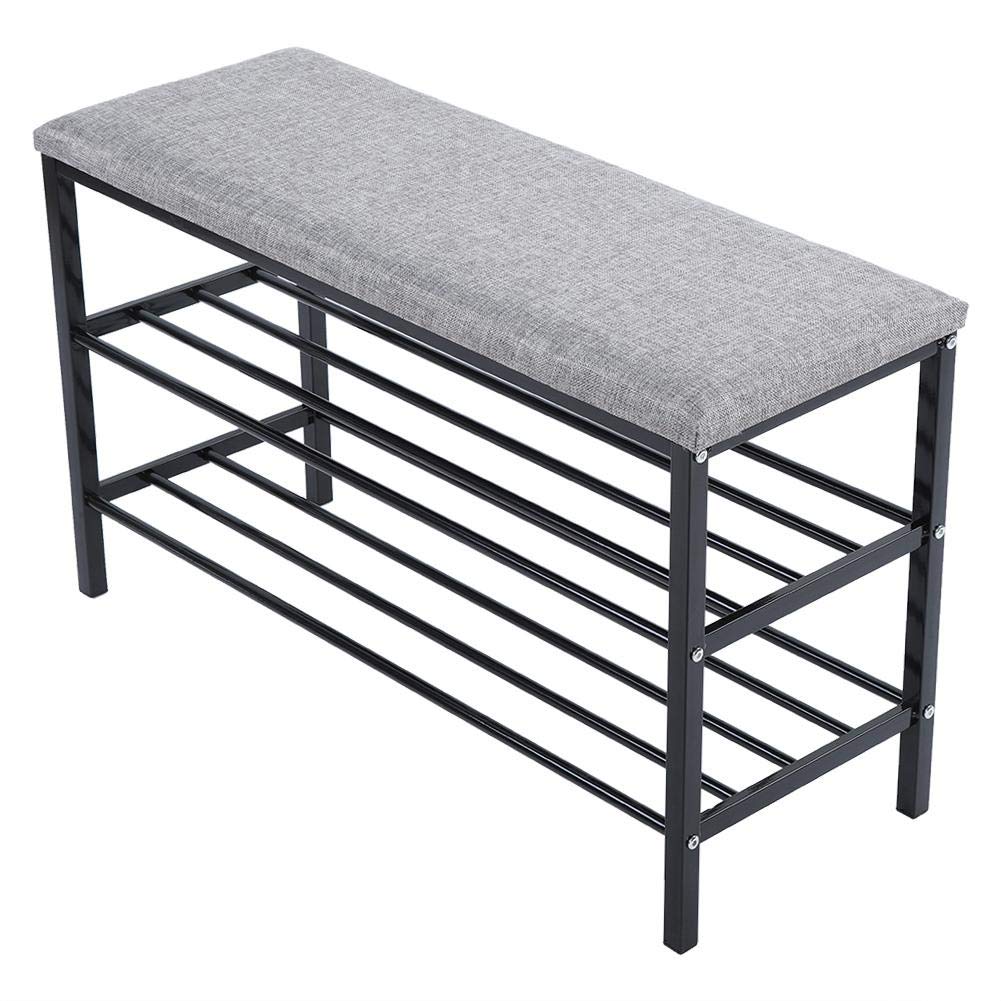 Buy Shoe Stool Seat 2 Tier Shoe Rack Organizer Entryway Shoe Storage ...