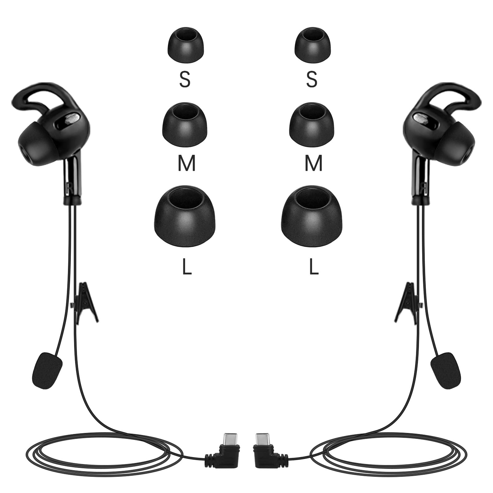 Snapklik.com : GaiRen 2 Pack USB Type C Left & Right Ear Referee Earphone