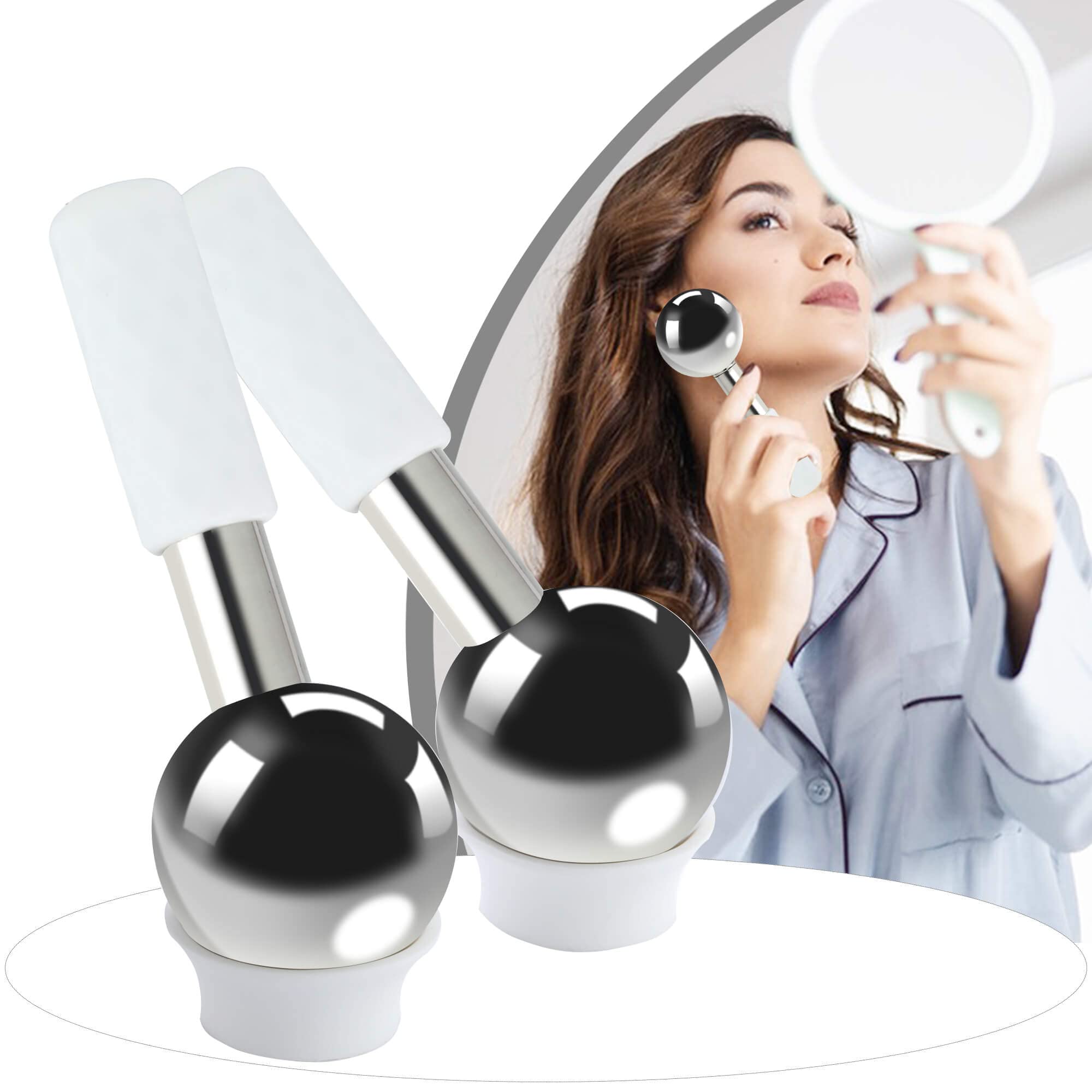 RejuvePixel Rotating Ice Globes for Facial, Unbreakable Stainless Steel ...