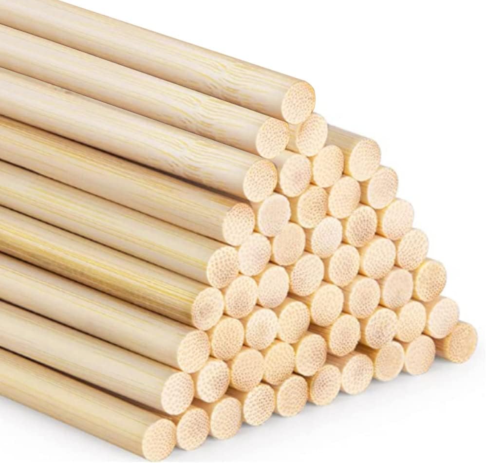 Belle Vous 50 Pack Natural Round Wood Dowel Rods - 30cm / 12 Inches ...