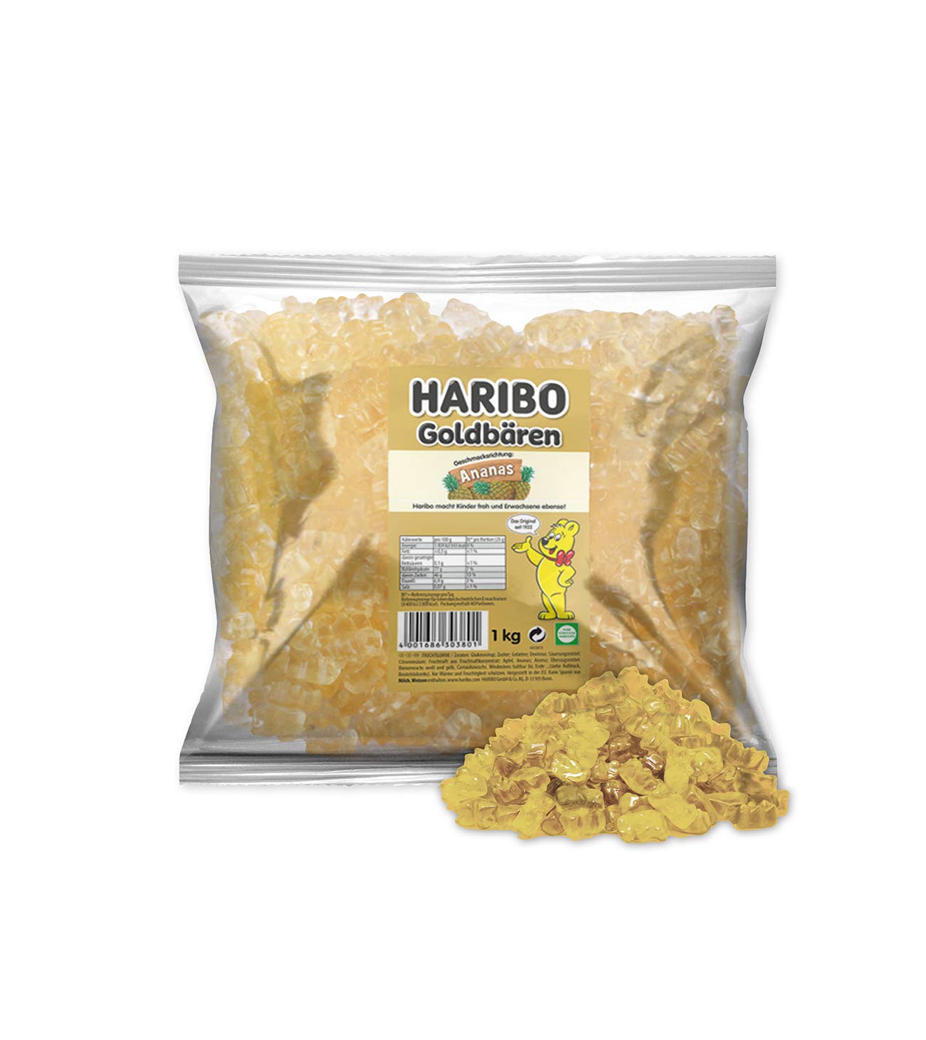 Haribo Goldbären Ananas, sortenreine Gummibären, 1 KG : Amazon.de ...